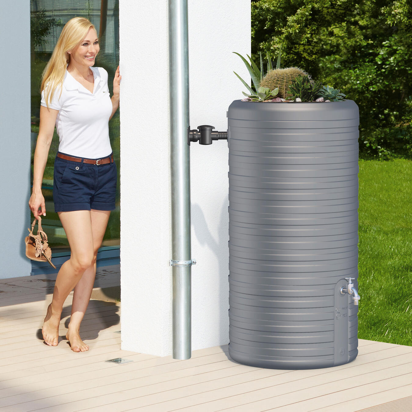 Regentank Nordic mit integrierter Pflanzschale 300 Liter - Beckmann ...